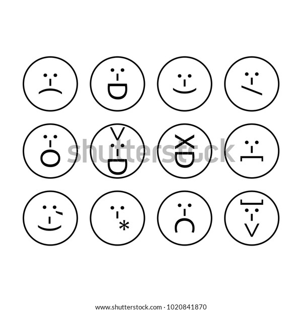 Set Emoticons Emoji Punctuation Characters Isolated Stock Vector ...