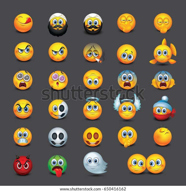 Set Emoticons Emoji Vector Illustration Stock Vector (Royalty Free ...
