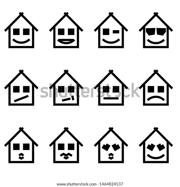 Set Emoticons Form Homes Most Different Stock Vector (Royalty Free ...