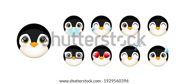 Set Emoticons Emoticons Penguin Face Penguin Stock Vector (Royalty Free ...
