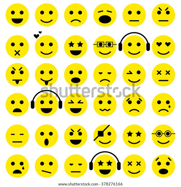 Set Emoticons Smiley Icons Isolated Vector Stock Vector (Royalty Free ...