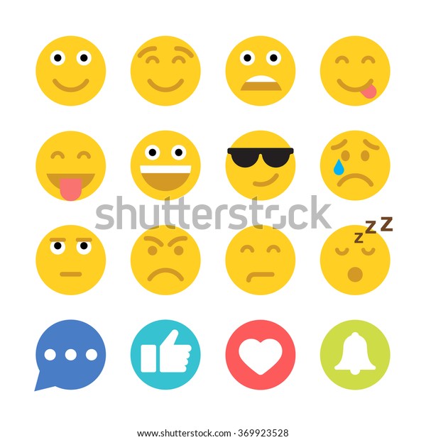 Set Emoticons Social Network Icons Set Stock Vector (Royalty Free ...