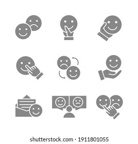 Set Emotion Feedback Gray Icons Testimonials Stock Vector (Royalty Free ...