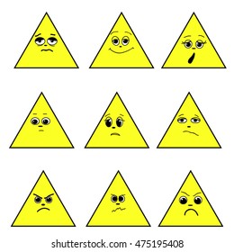 Set Emotion Triangle Emoticons Emotions Isolated Stock Vector (Royalty ...