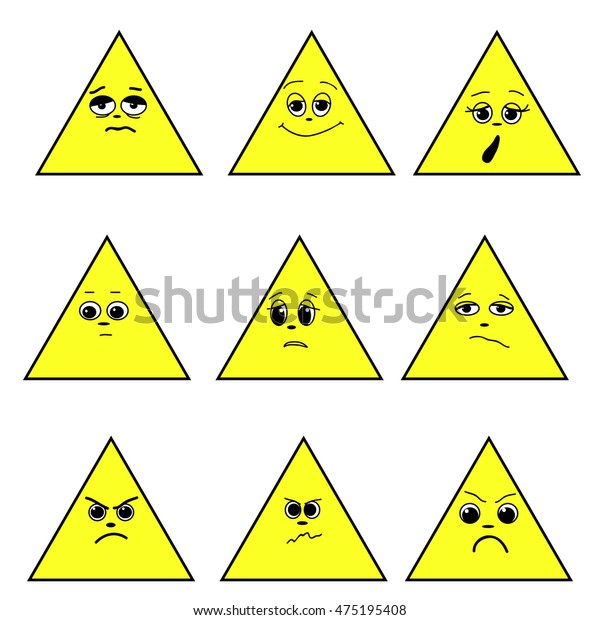 Set Emotion Triangle Emoticons Emotions Isolated Stock Vector (Royalty ...