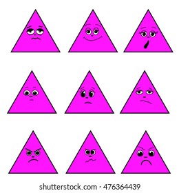 Set Emotion Triangle Emoticons Expressions Triangle Stock Vector ...