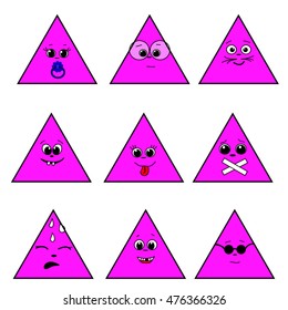 Set Emotion Triangle Emoticons Expressions Triangle Stock Vector ...
