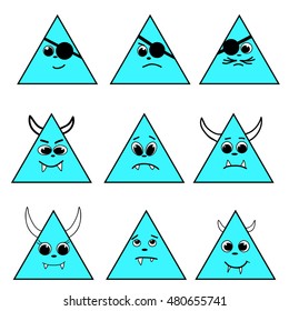Set Emotion Triangle Emoticons Expressions Triangle 库存矢量图（免版税）480655741 ...