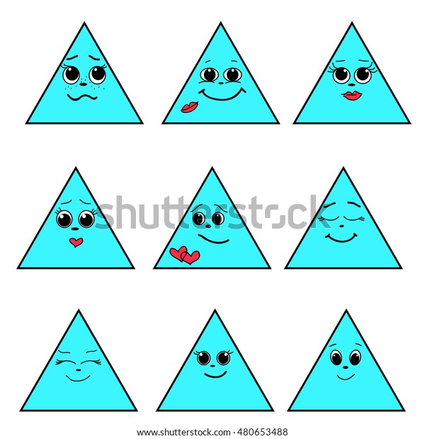 Set Emotion Triangle Emoticons Expressions Triangle Stock Vector ...