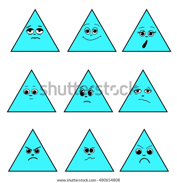 Set Emotion Triangle Emoticons Expressions Triangle Stock Vector ...