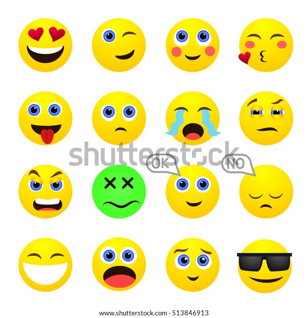 Set Emotional Bright Yellow Face On Stock Vector (Royalty Free ...