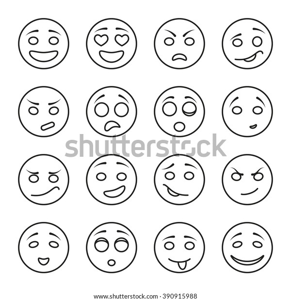 Set Emotional Faces On White Background: เวกเตอร์สต็อก (ปลอดค่า ...