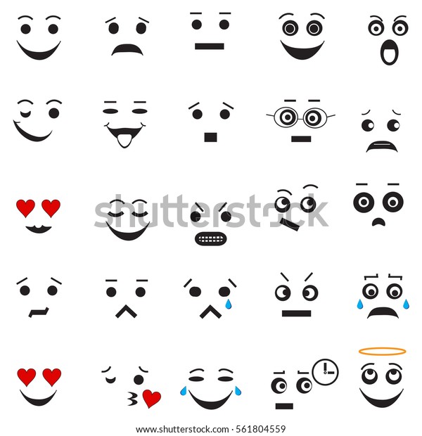 Set Emotional Smiley Faces Isolated On Stock Vector (Royalty Free ...