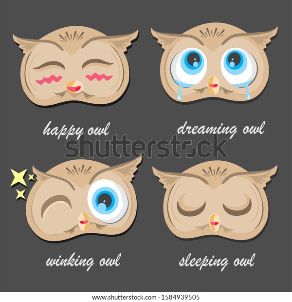 Set Emotions Cute Owl Stock Vector (Royalty Free) 1584939505 | Shutterstock