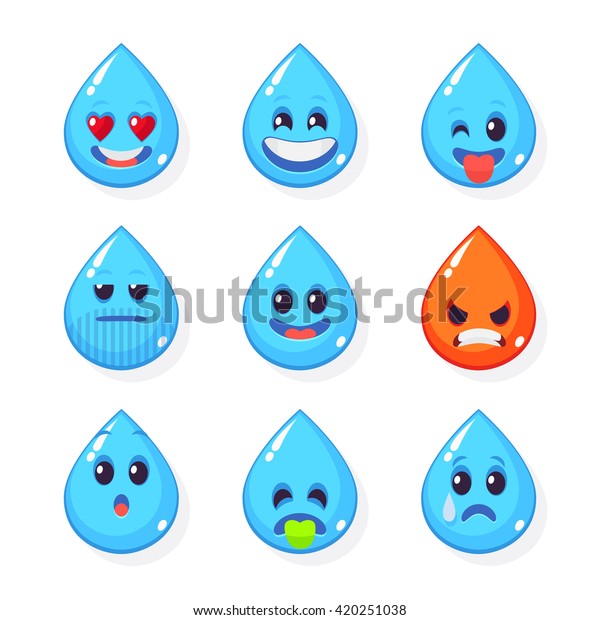 Set Emotions Drop Flat Style Isolated Stock Vector (Royalty Free ...