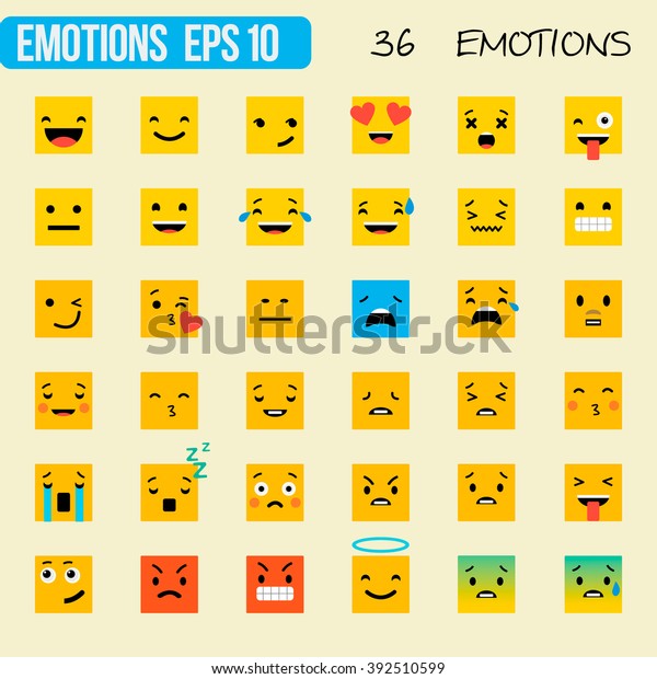Set Emotions Emotions On Light Pastel Stock Vector (Royalty Free ...