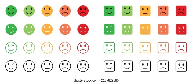 Set Emotions Rating Different Colors Vector Stock Vector (Royalty Free ...