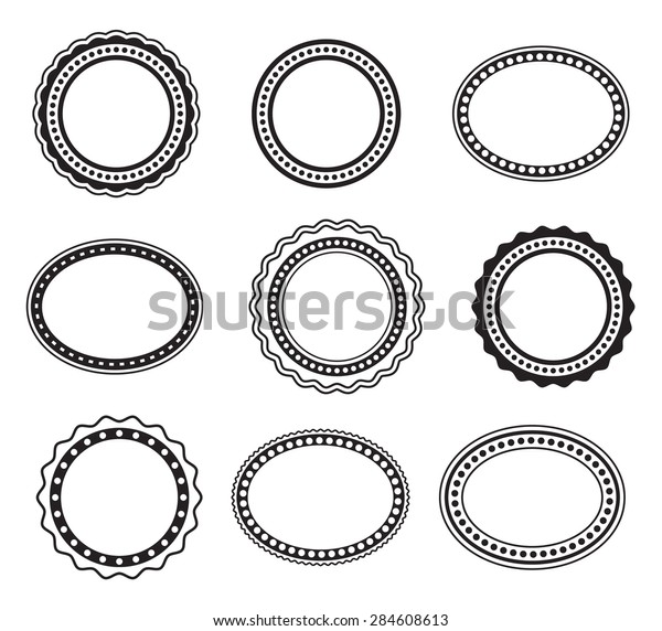 Set of empty blank vintage stickers, stamps and badges, design elements ...