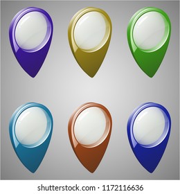 Set Empty Glass Icons Map Pointers Stock Vector (Royalty Free ...
