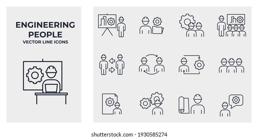 Set Engineering People Icon People Teamwork Stock Vector (Royalty Free ...