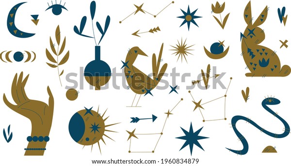 Set Esoteric Occult Symbols Vector Gold Stock Vector (Royalty Free ...