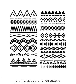 Collection Hand Drawn Borders Ethnic Style Stock Vector (Royalty Free ...