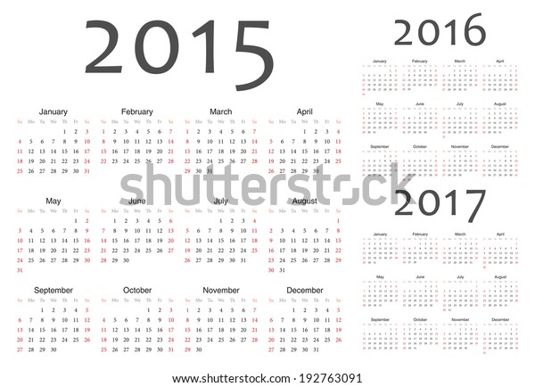 Set European 2015 2016 2017 Year Stock Vector (Royalty Free) 192763091 ...