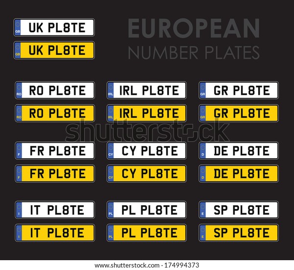 Set European Number Plates Stock Vector (Royalty Free) 174994373 ...