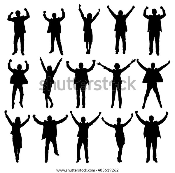 Set Excited People Silhouettes Vector Image Stock Vector (Royalty Free ...