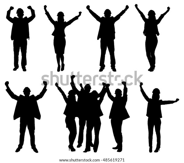 Set Excited People Silhouettes Vector Image Stock Vector (Royalty Free ...