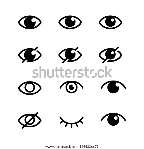Set Eye Icons Disable Visible Eyes Stock Vector (Royalty Free) 1444336679