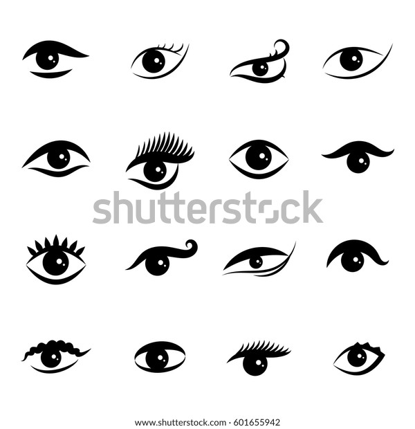 Set Eye Icons Isolated On White Stock Vector (Royalty Free) 601655942 ...