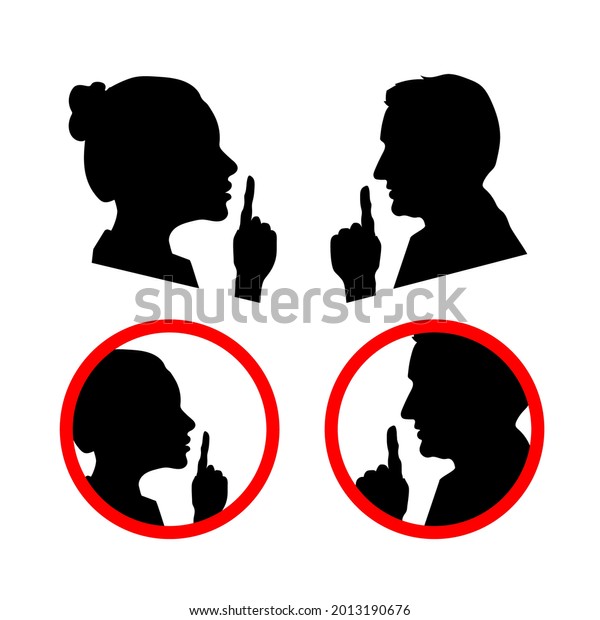 Set Face Profiles Hands Shhh Icon Stock Vector (Royalty Free ...