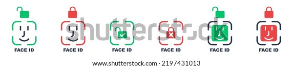 Set Face Recognition Vector Icons Unlock Stock Vector (Royalty Free ...