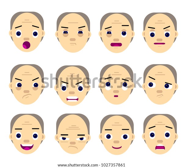 Set Faces Emotions Facial Expression Adult 스톡 벡터(로열티 프리) 1027357861 ...