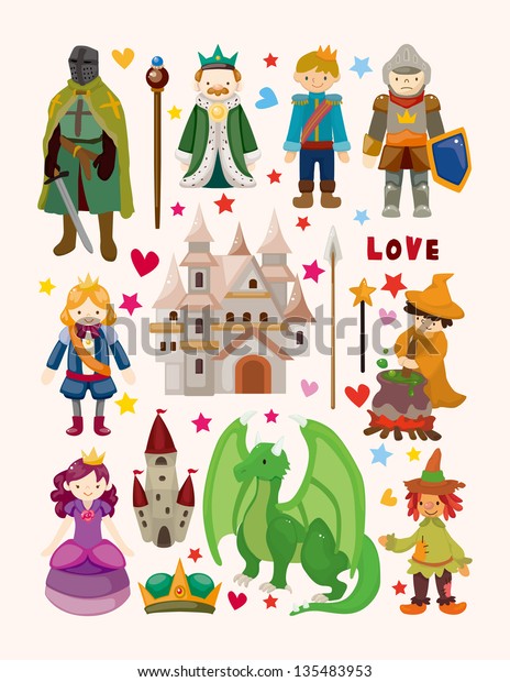 Set Fairy Tale Element Icons Stock Vector (Royalty Free) 135483953
