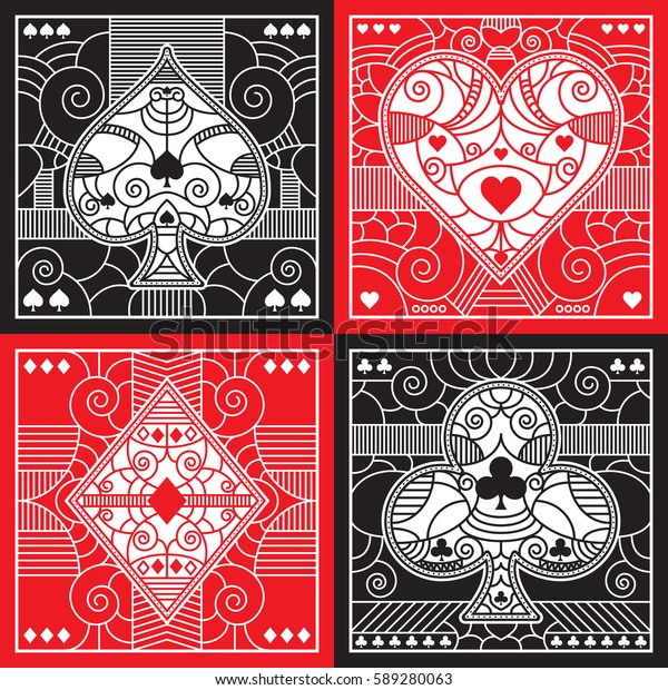 Set Fancy Poker Suits Vector Format Stock Vector (Royalty Free ...