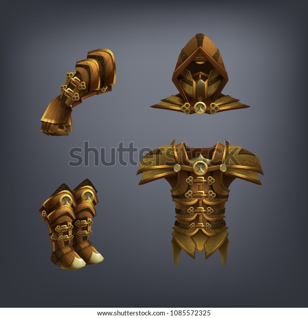 Set Fantasy Armor Game Vector Illustration Stock Vector (Royalty Free ...