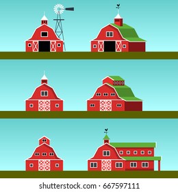Set Farm Buildings Vector Illustration Stock Vector (Royalty Free ...
