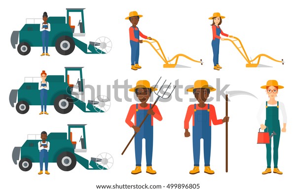Set Farmers Using Agricultural Tools Farmer Stock Vector (Royalty Free ...