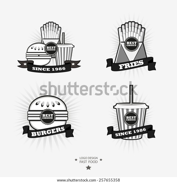 Set Fast Food Junk Food Logos Stock Vector (Royalty Free) 257655358 ...