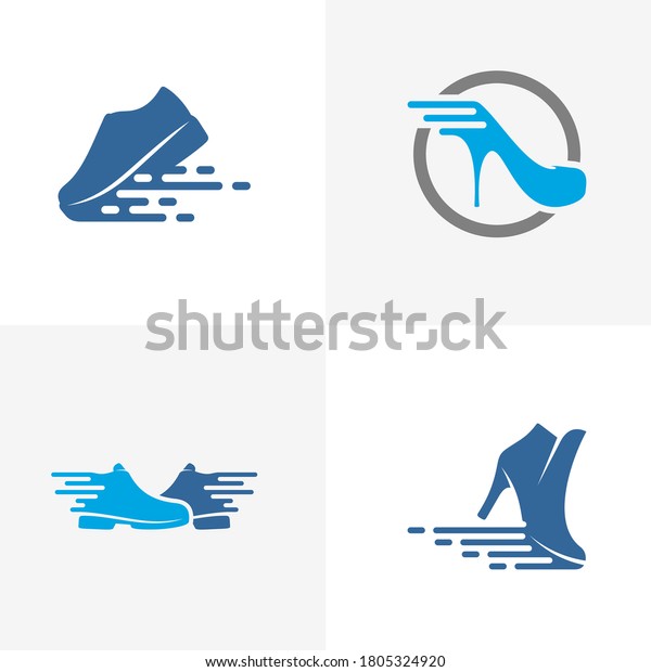 Set Fast Shoes Logo Design Concept Stock Vector (Royalty Free ...