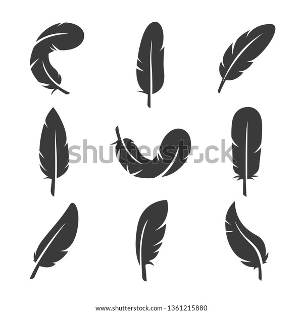 conjunto de ilustraciones vectoriales de iconos de plumas