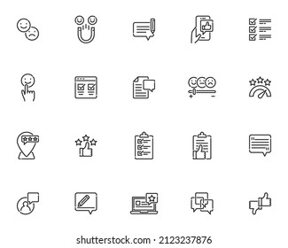 Set Feedback Line Icons Review Testimonial Stock Vector (Royalty Free ...