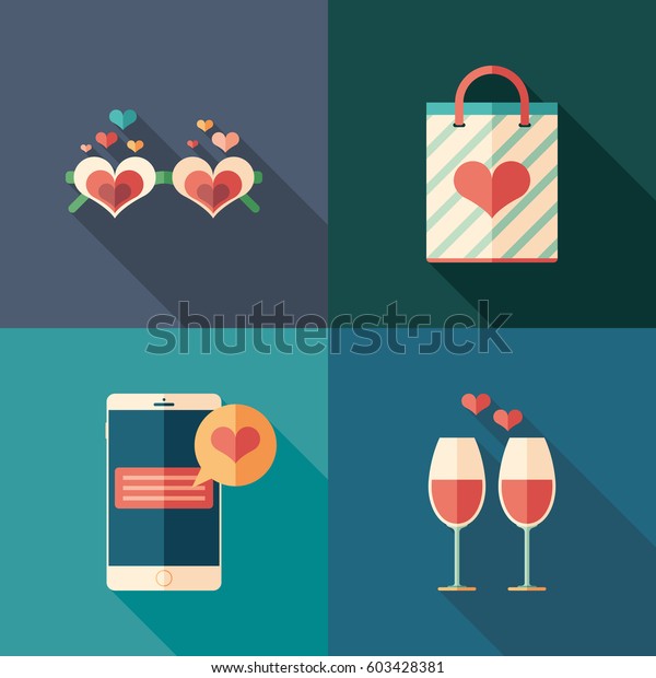 Set Feelings Relationships Flat Square Icons Stock Vector (Royalty Free ...
