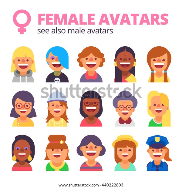 Set Female Avatars Different Skin Tones Stock Vector (Royalty Free ...