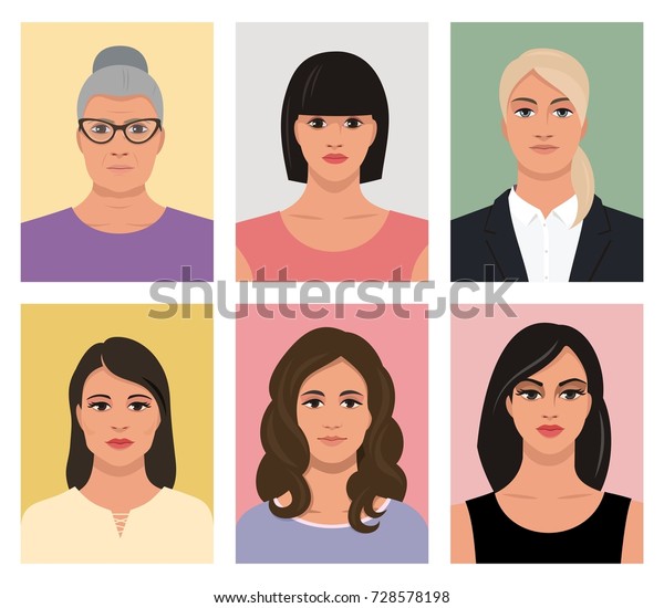 Set Female Avatars Female Faces Vector Stock Vector (Royalty Free ...