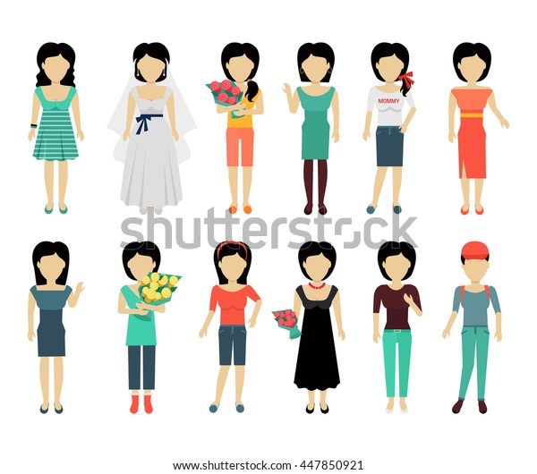 Set Female Characters Without Face Variety Stock Vector (Royalty Free ...
