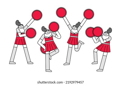 Set Female Cheerleader Standing Pose Hand Stock Vector (Royalty Free ...