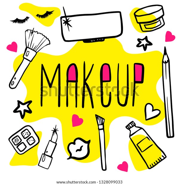 Set Female Cosmetics Doodle Makeup Stock Vector (Royalty Free ...